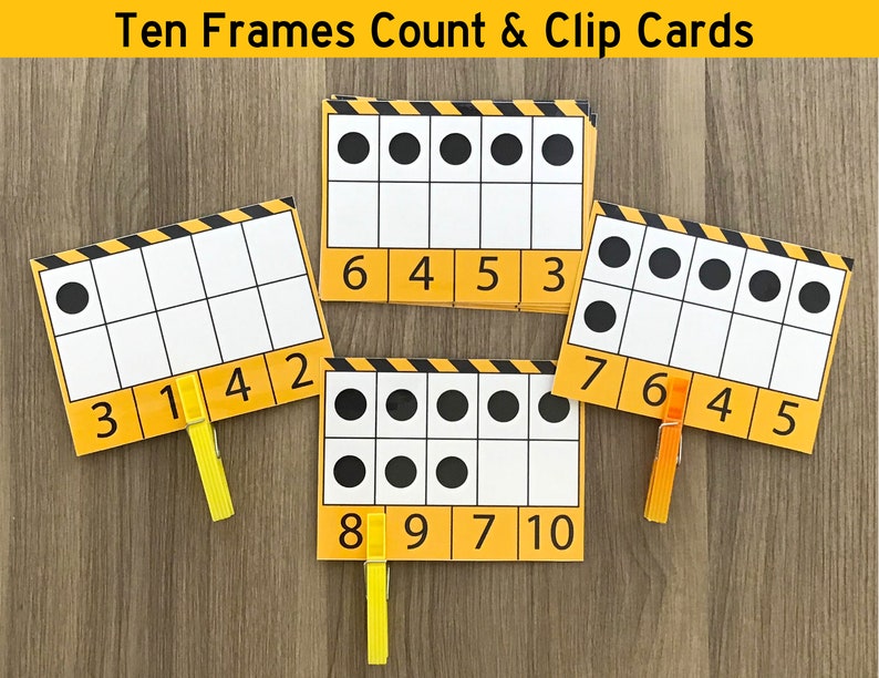 Count & Clip Cards Construction Truck Count to 10 | Etsy