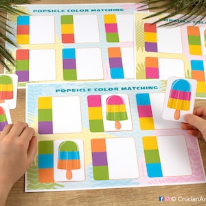 ICE CREAM Color Matching Printable Activity. Popsicle Colors Learning ...