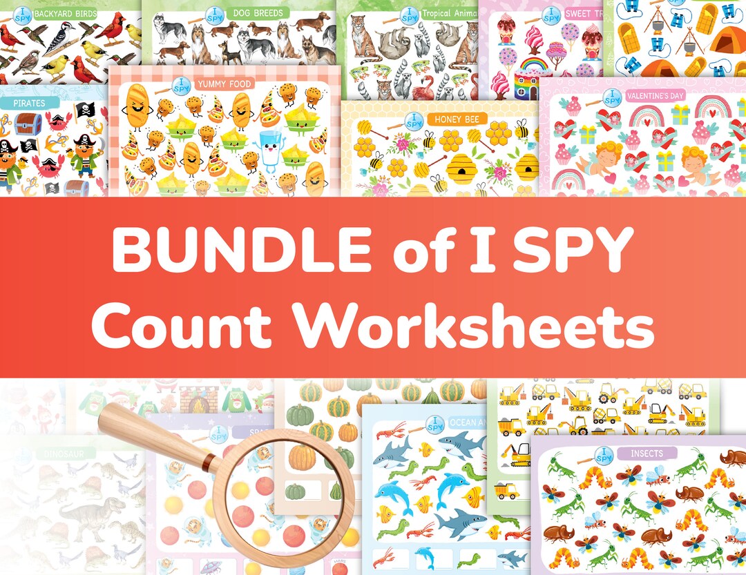 Bundle of I Spy Counting Worksheets: Printable Count-to-10 Activities ...