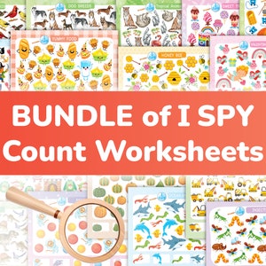 Bundle of I Spy Counting Worksheets: Printable Count-to-10 Activities ...
