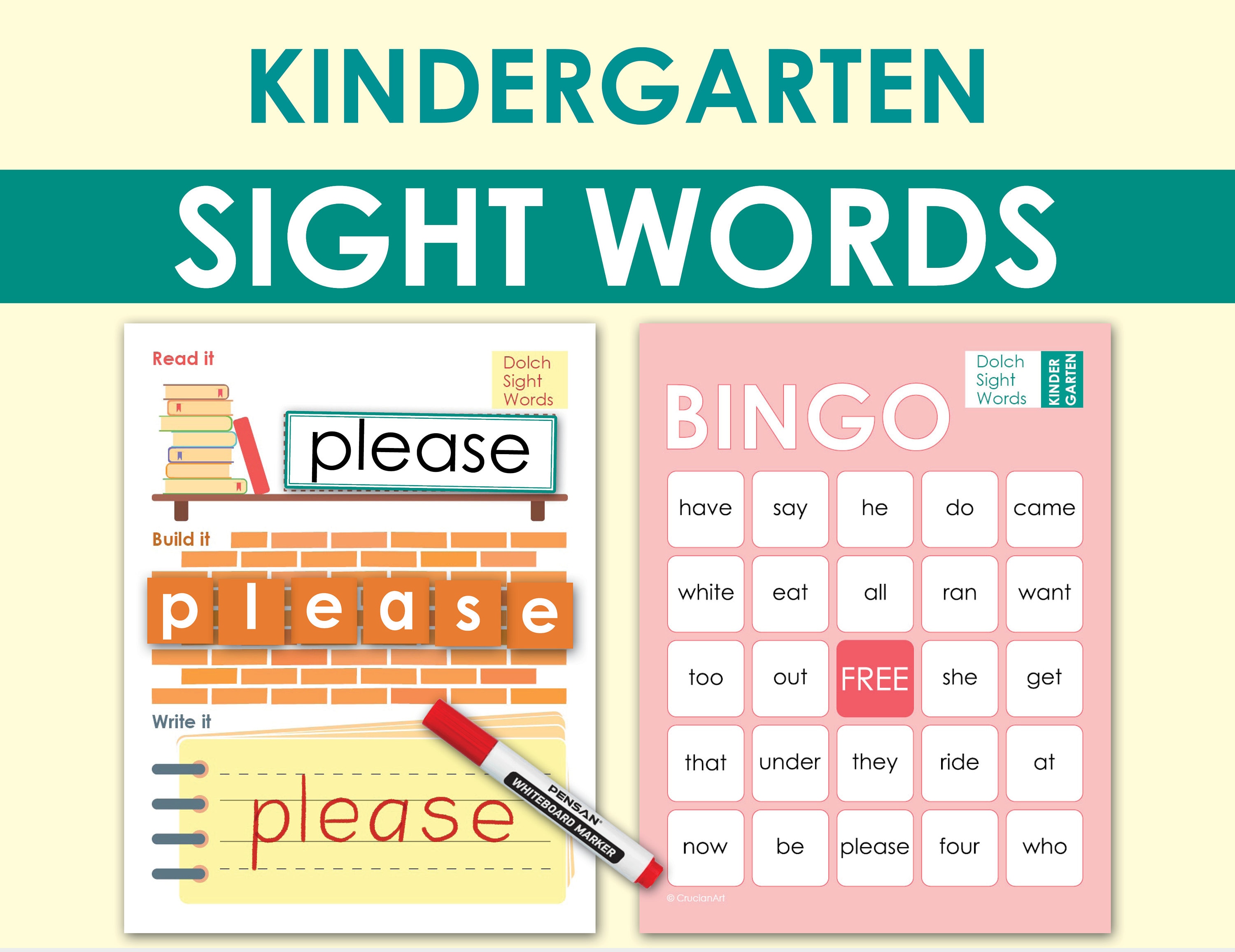 Kindergarten Dolch Sight Words. Printable Primer Sight Word Bingo ...