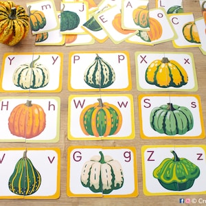 Pumpkin Alphabet Puzzle Pairs: Printable Matching Cards and Letters ...