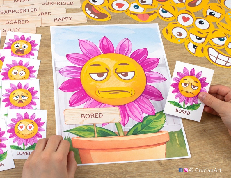 Flower Garden Themed Emotions and Feelings Printable Activity. Toddler ...