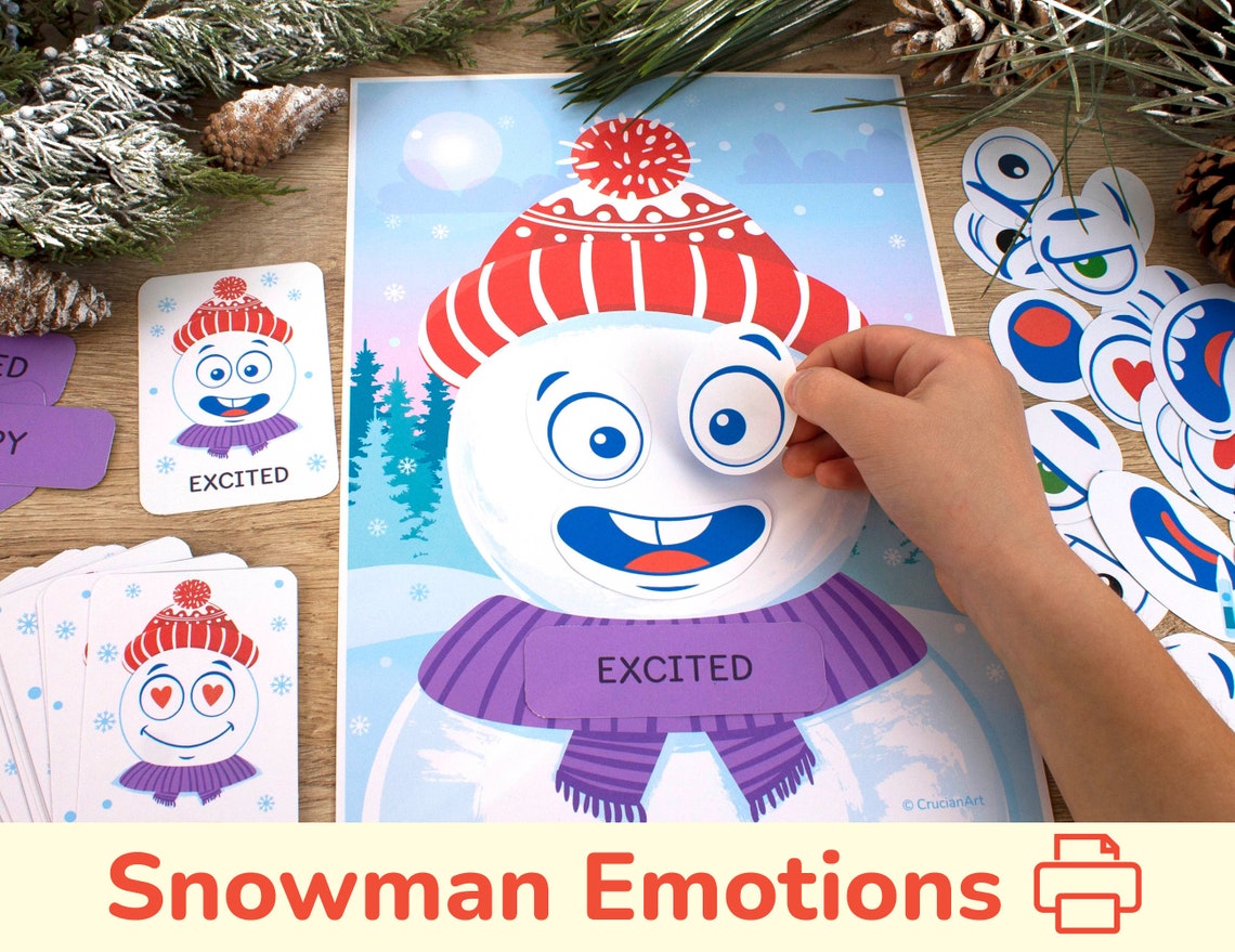 SNOWMAN Emotions and Feelings. Winter Printable Activity for - Etsy