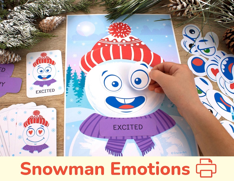 SNOWMAN Emotions and Feelings. Winter Printable Activity for - Etsy