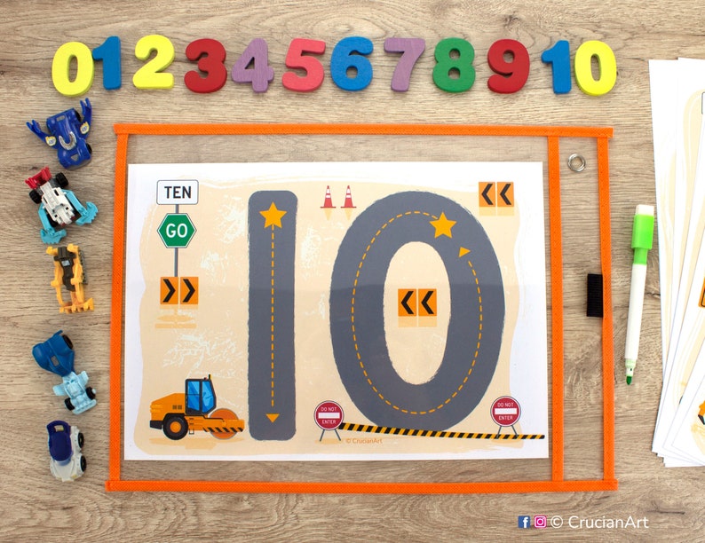 Numbers Printable Road Mat for Boys. Construction Truck Tracing ...