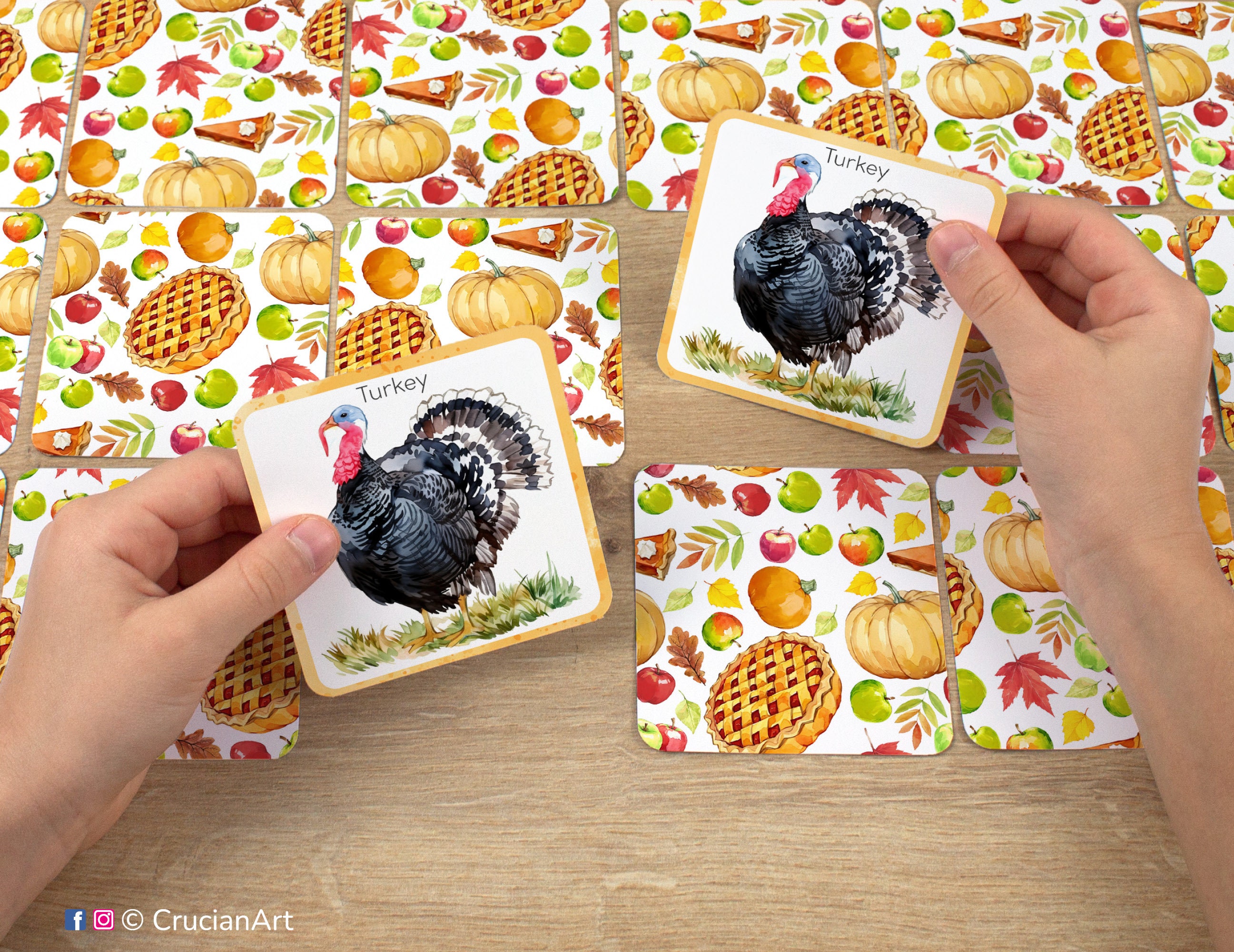 Thanksgiving Day Memory Game: Printable Toddler, Preschool ...