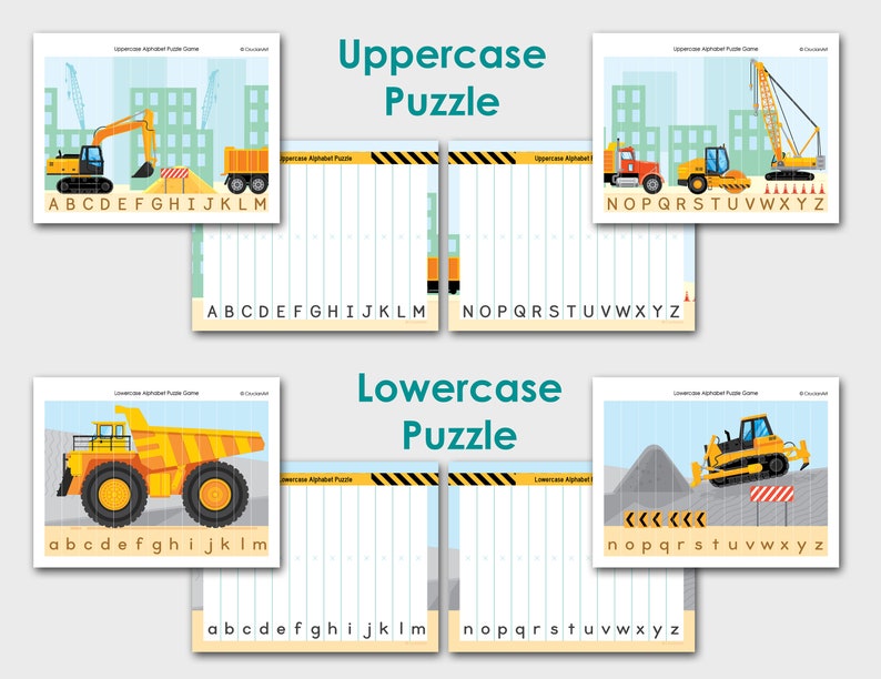 Construction Trucks Alphabet Busy Book. Printable Vehicles Abcs ...