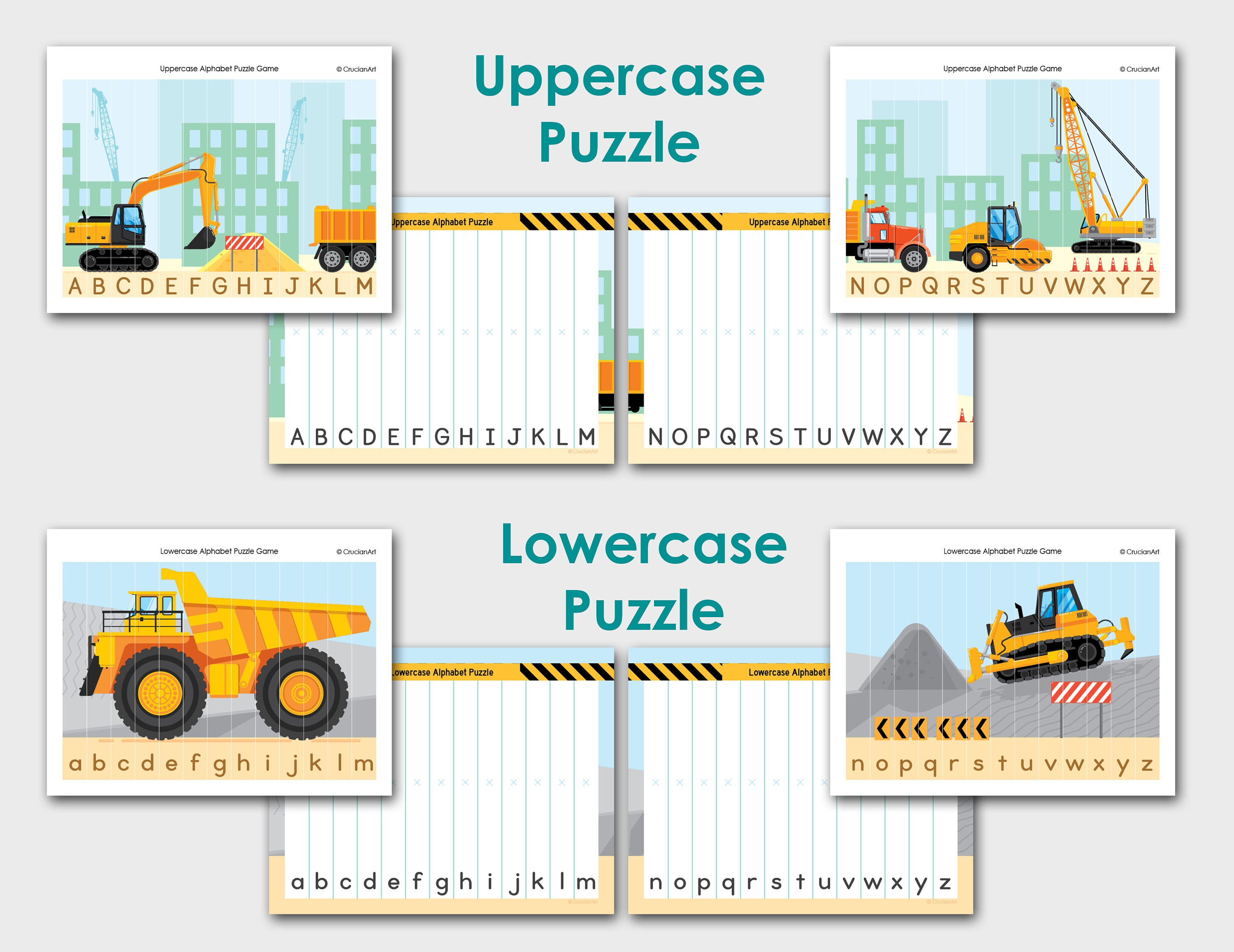 Construction Trucks Alphabet Busy Book. Printable Vehicles Abcs ...