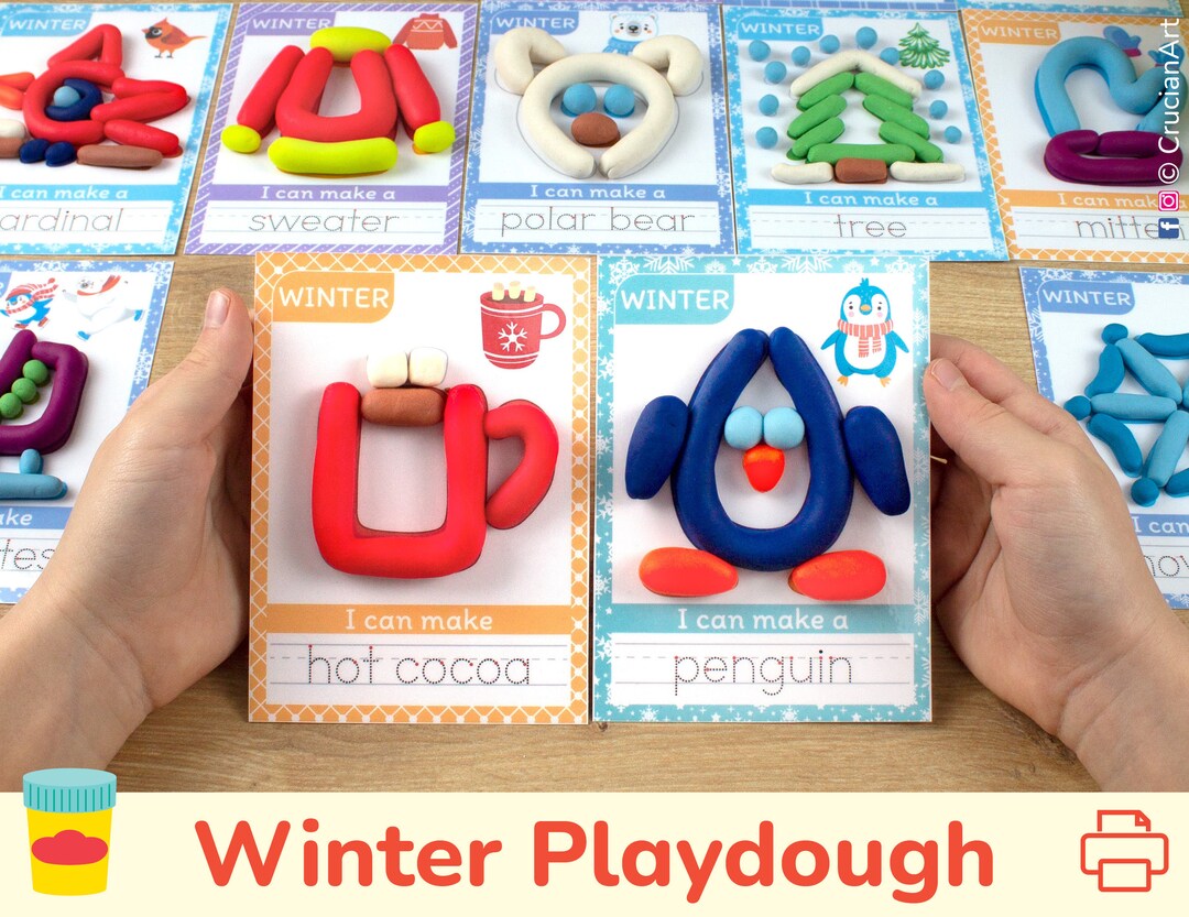 Winter Playdough Mats: Printable Play Dough Mat. Toddler Preschool ...