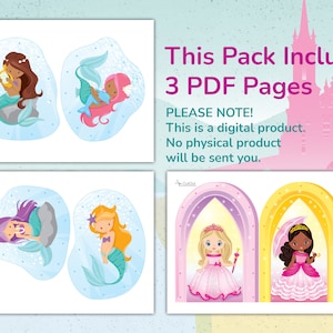 Mermaids & Princesses Lacing Cards for Girls. Printable Fine Motor ...