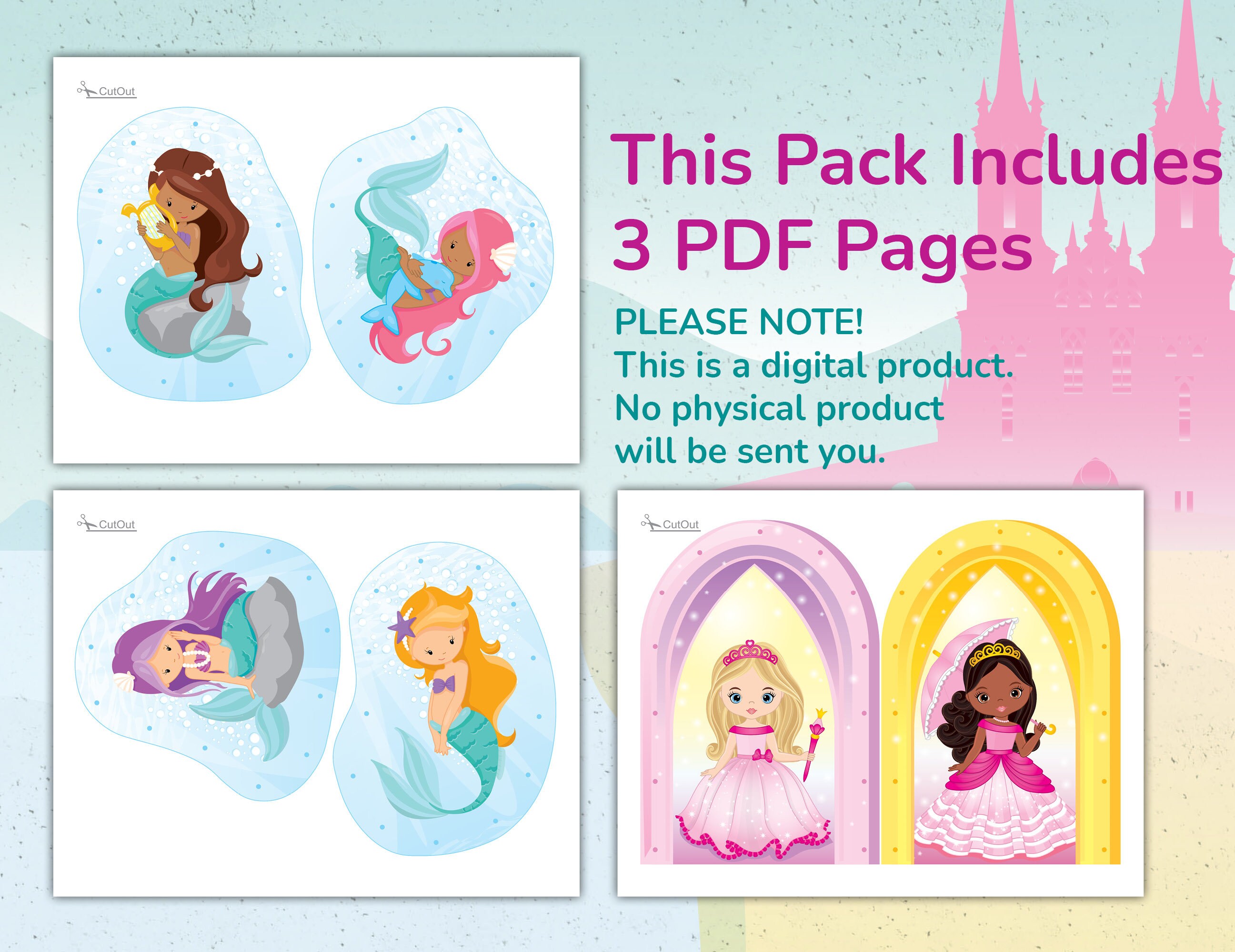 Mermaids & Princesses Lacing Cards for Girls. Printable Fine - Etsy