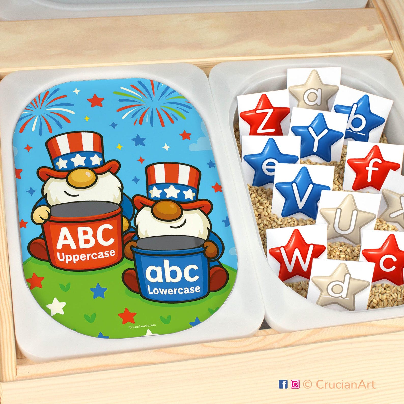 4th of July ABC Star Flisat Insert: Independence Day Printable Template ...