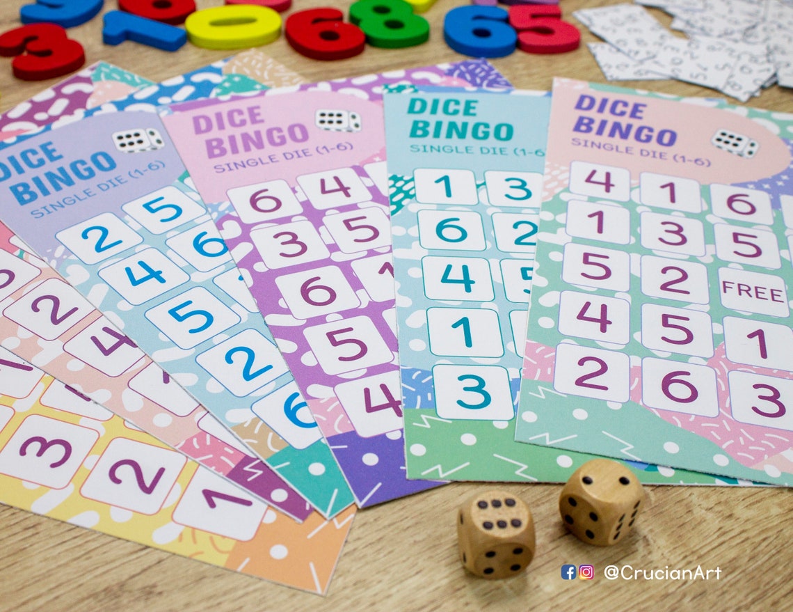 Dice Bingo Printable. Preschool Number Activity 1-12. - Etsy