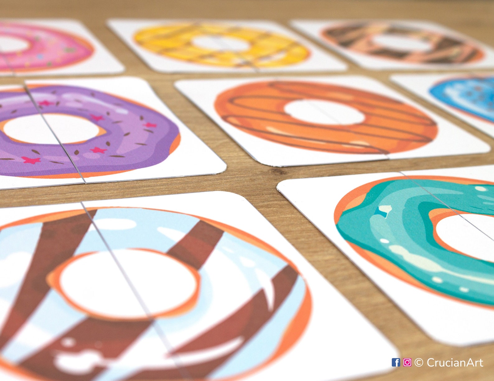 Donut Matching Cards. Printable Match Halves Activity. Toddler ...