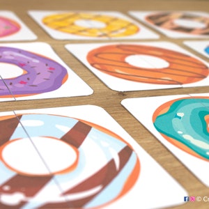 Donut Matching Cards. Printable Match Halves Activity. Toddler ...