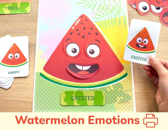 Watermelon Themed Emotions and Feelings Activity. Toddler - Etsy