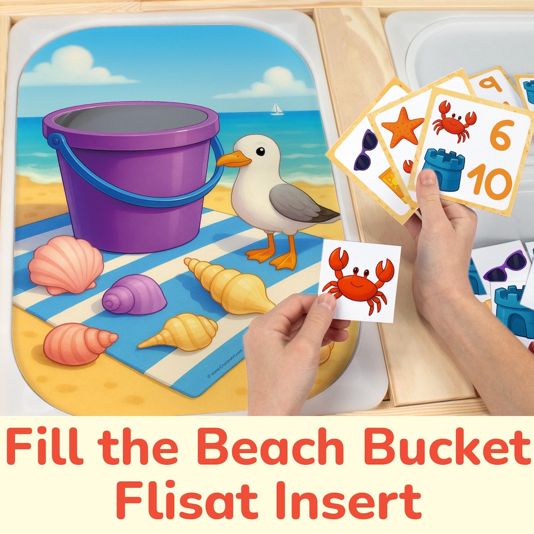 Fill the Beach Bucket Flisat Insert: Sort and Count to 12 Printable ...