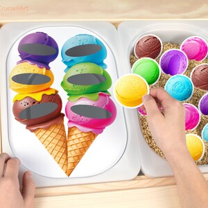 Ice Cream Scoop Color Sorting Activity: Flisat Insert Printable ...