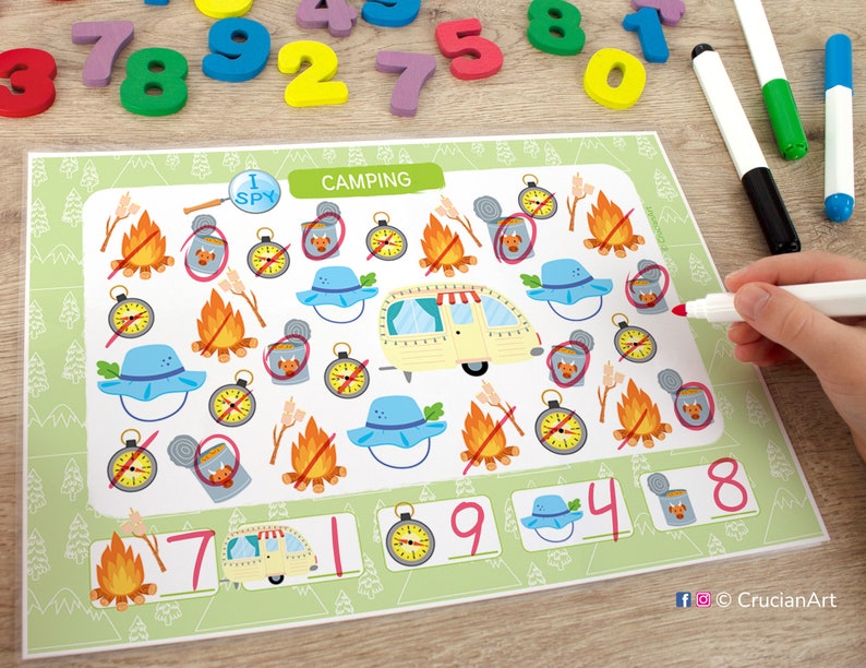 Camping I Spy Counting Activity. Preschool Learning Worksheets ...