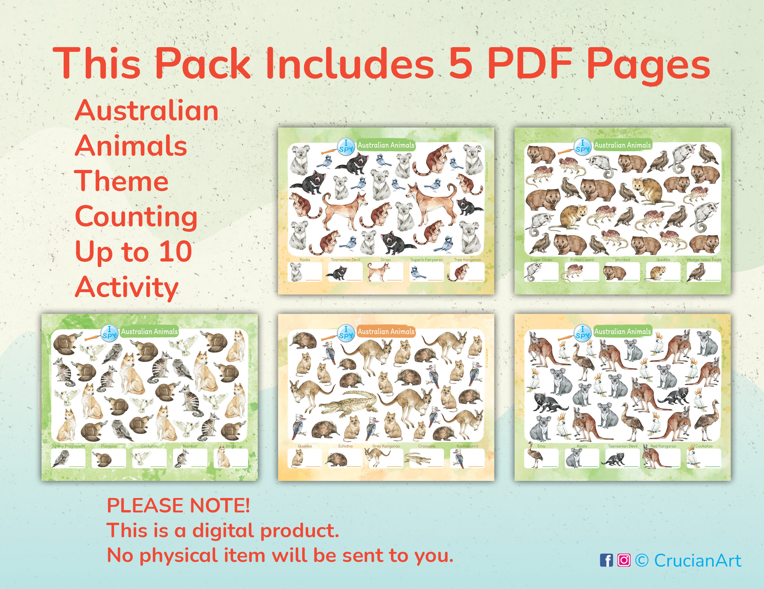 Australian Animals I Spy Counting Activity. Preschool Learning ...