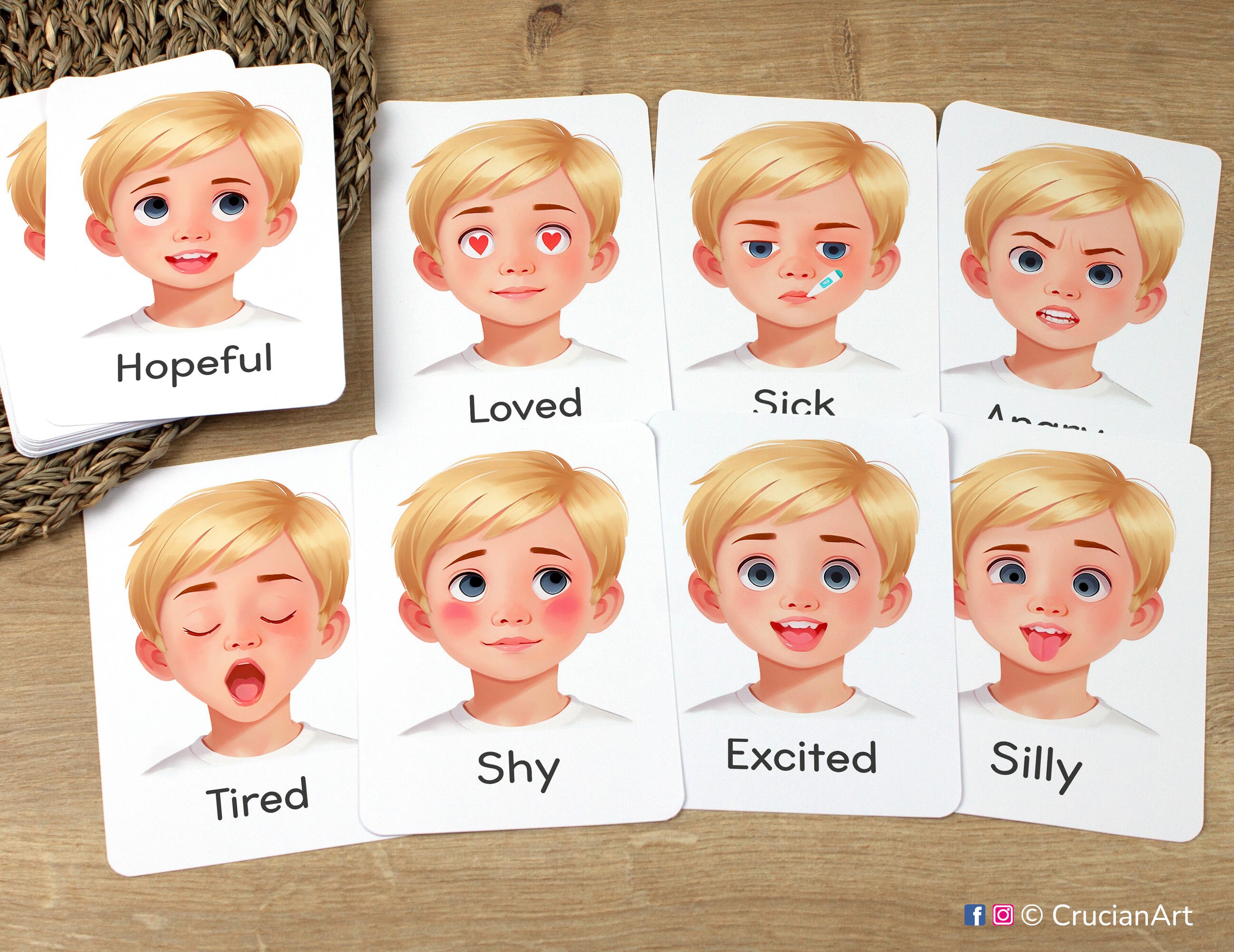 Emotions and Feelings Flash Cards. Printable Learning Flashcards ...