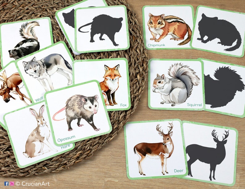 Woodland Animals Shadow Matching Activity: Toddler Printable Match ...