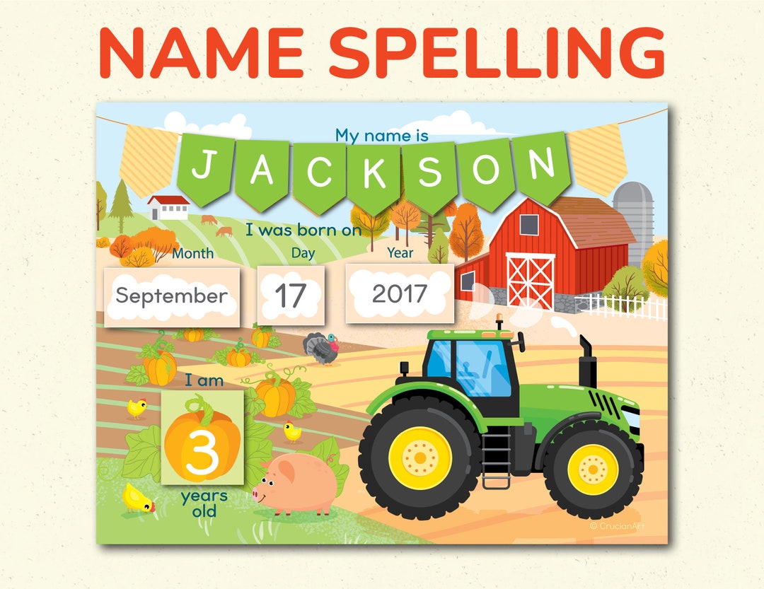 Custom Name Spelling Toddler and Preschool Printable Activity. Farm ...