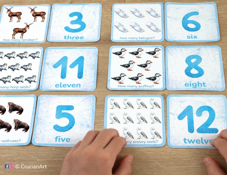 Arctic Animals Counting Activity: Printable Matching Cards. Toddler ...