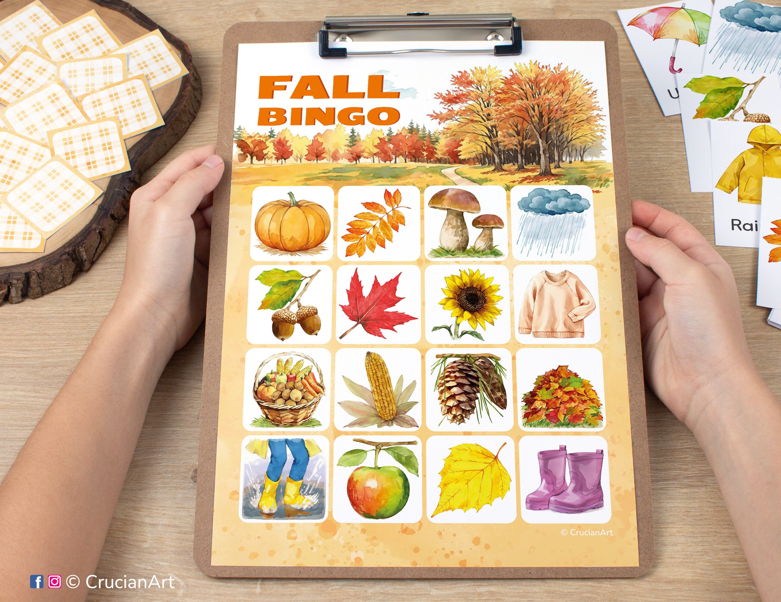 Fall Themed Bingo Game: Printable Preschool, Kindergarten, Toddler ...