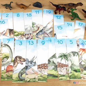 Dinosaur Number Puzzle 1-20. Dino Numbers Sequence Activity. Preschool ...