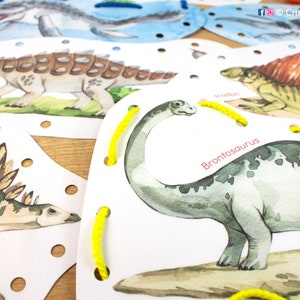 Dinosaur Lacing Cards. Dino Theme Toddler and Preschool Activity ...