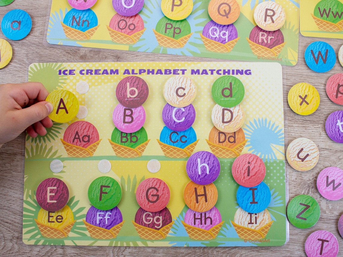 ICE CREAM Alphabet Matching Printable Activity for Toddler and | Etsy