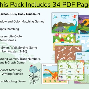 Dinosaur Busy Book: Preschool Printable Activity Book, Homeschool ...