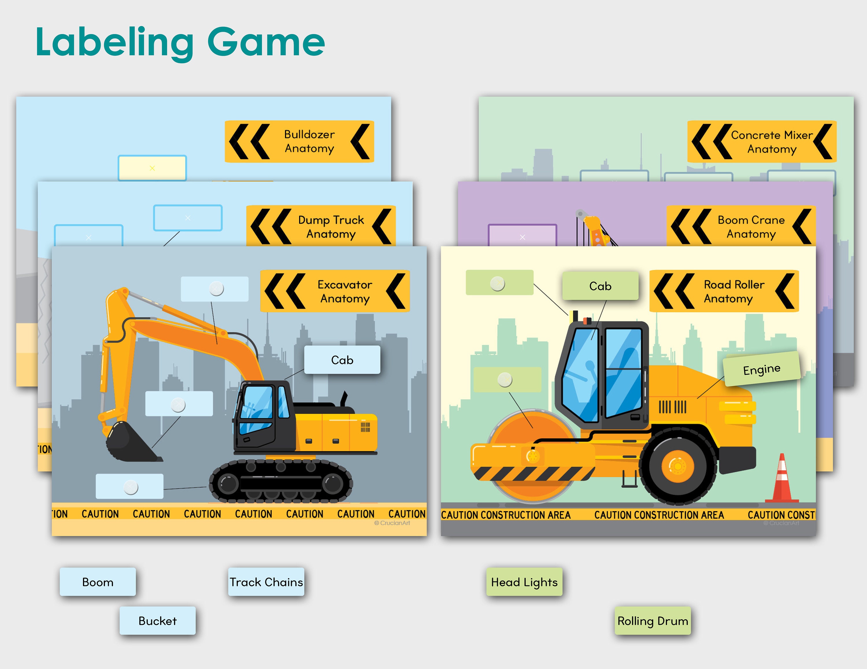 Construction Trucks Anatomy. Printable Busy Book Pre-K | Etsy