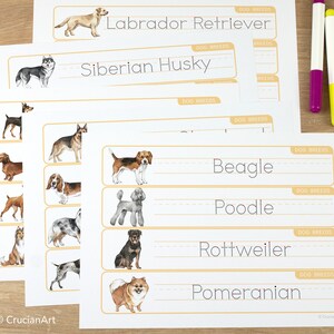 Dog Breed Tracing Strips: Printable Educational Activities, Preschool ...
