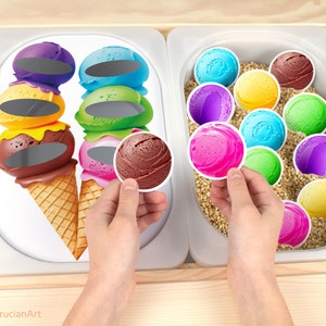 Ice Cream Scoop Color Sorting Activity: Flisat Insert Printable ...