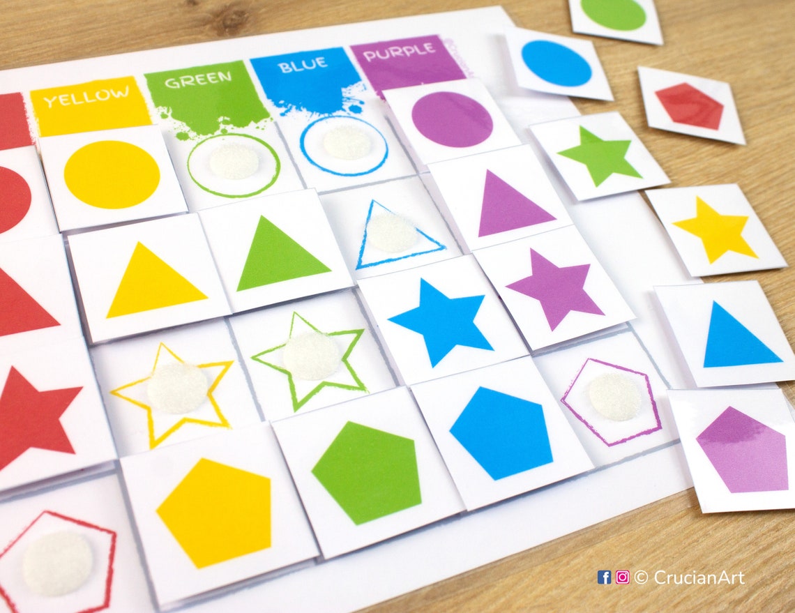 Shape & Color Sorting Printable Activity. Toddler Busy Book - Etsy