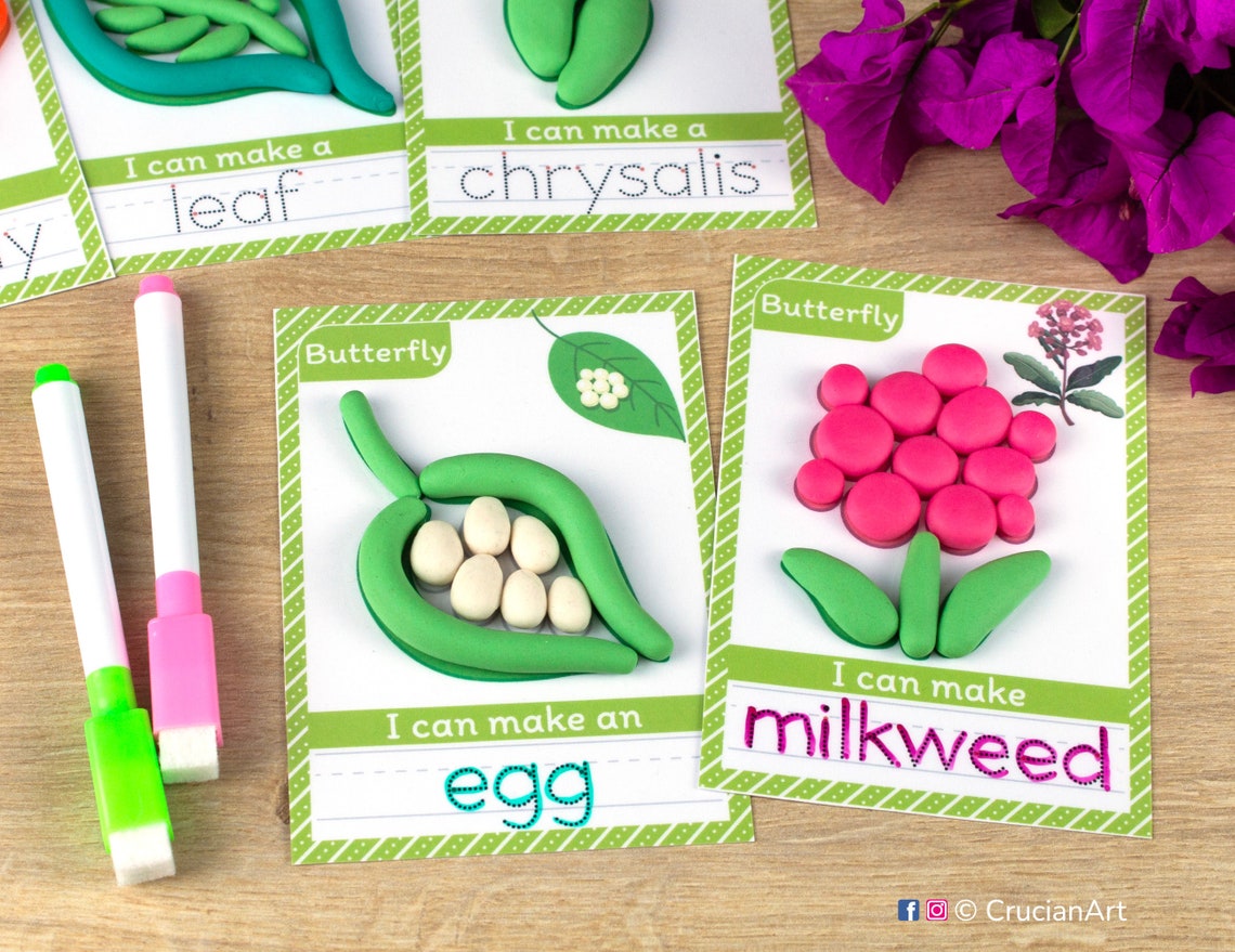 Life Cycle of Butterfly Playdough Mats: Printable Play Dough Activity ...