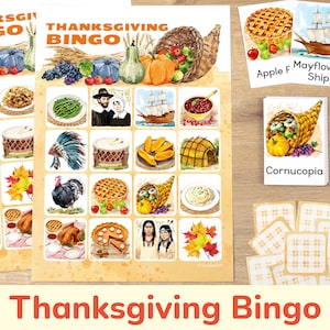Thanksgiving Day Bingo Game: Printable Preschool, Kindergarten, Toddler ...