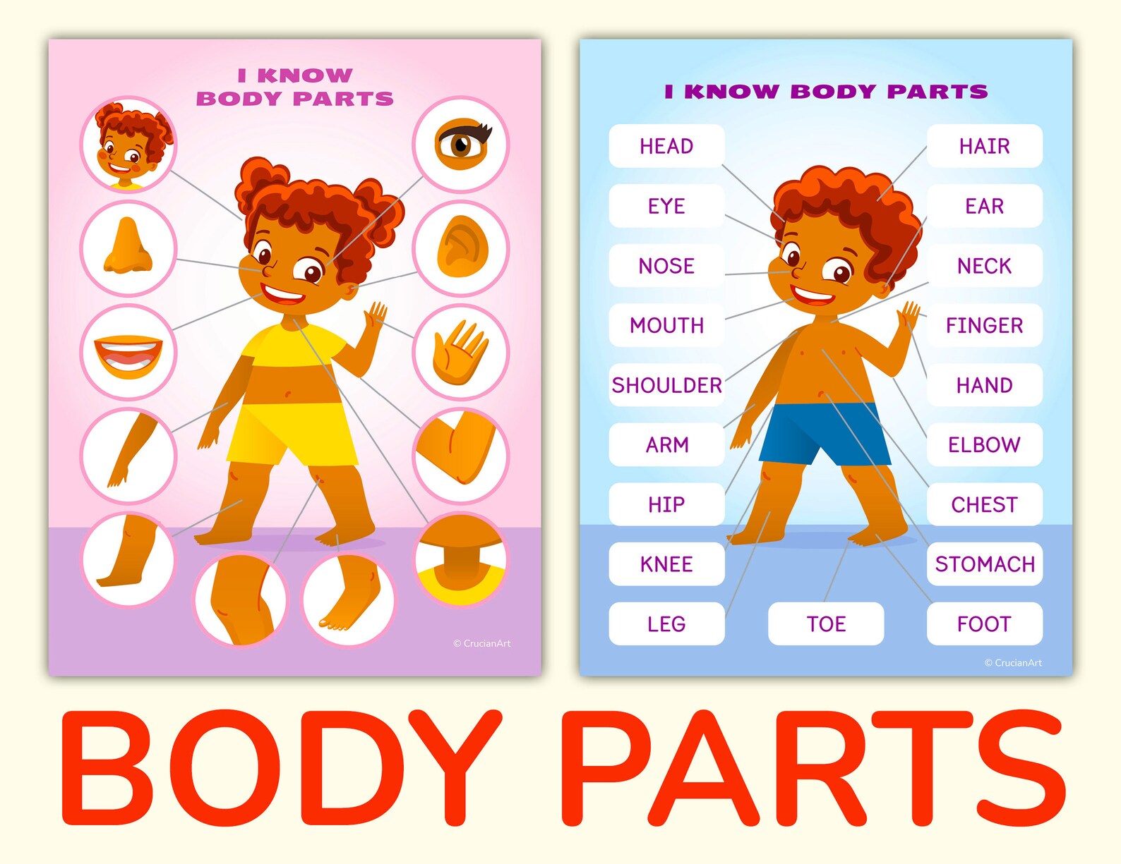 African American Body Parts and Face Parts Printable Activity. | Etsy