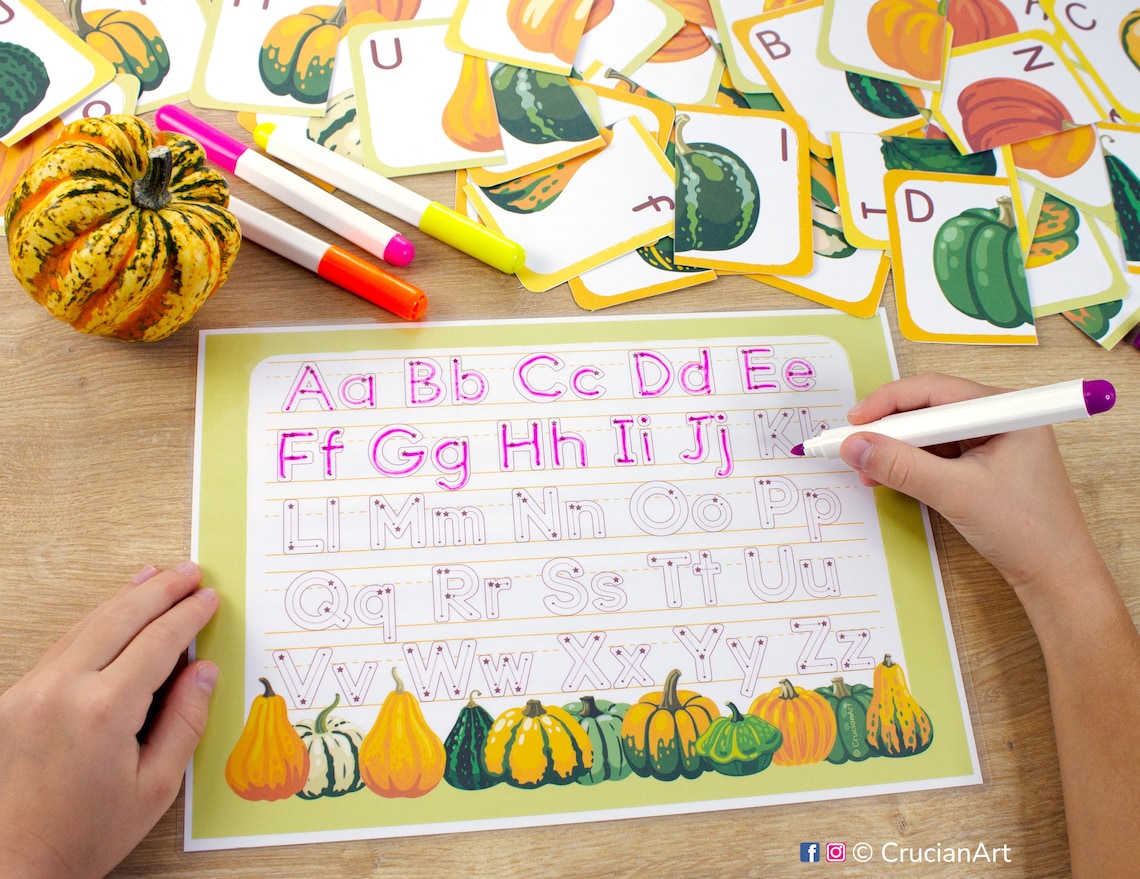 Pumpkin Alphabet Puzzle Pairs: Printable Matching Cards and Letters ...