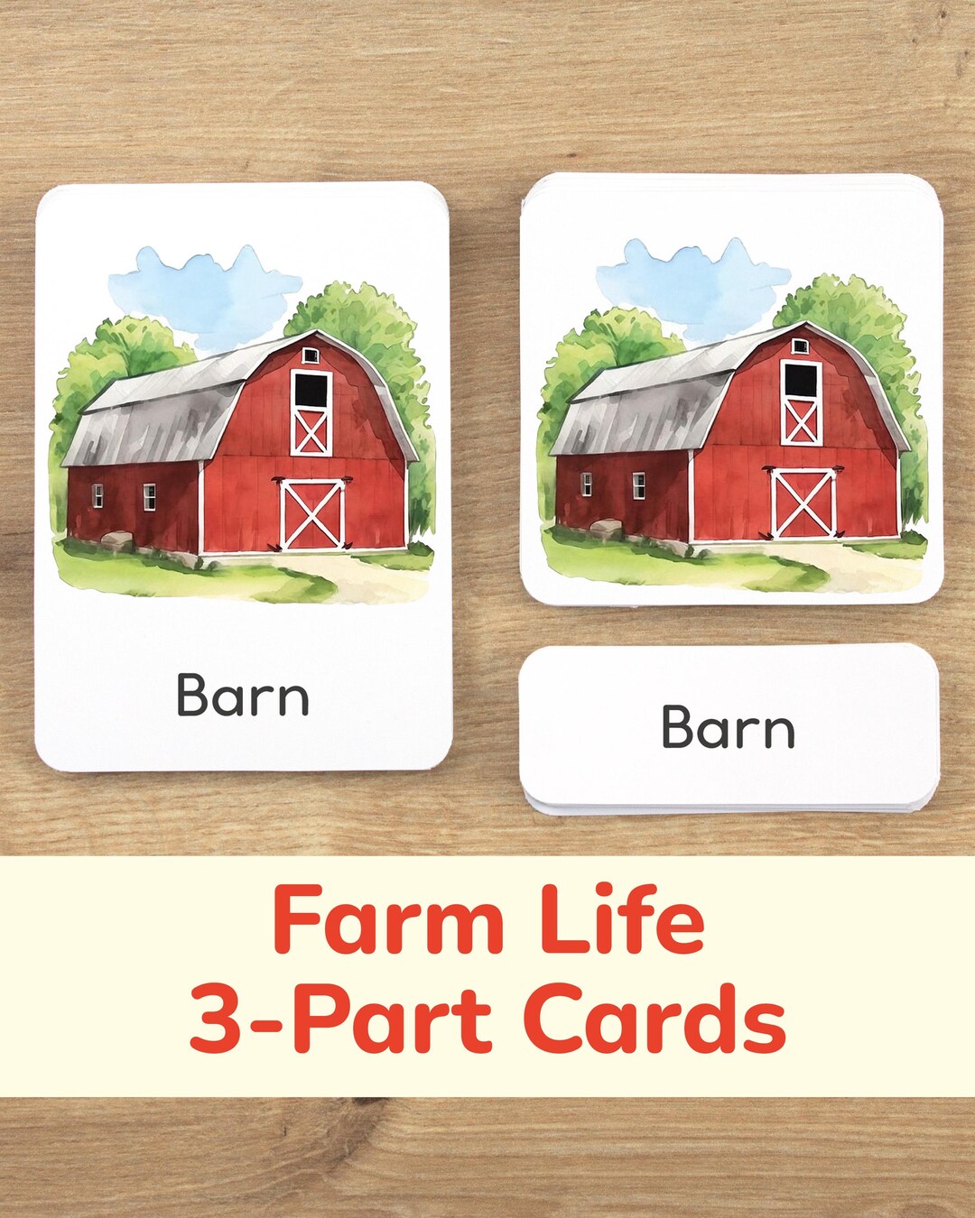 Farm Life Three-part Cards, Visual Flashcard and Word Matching ...