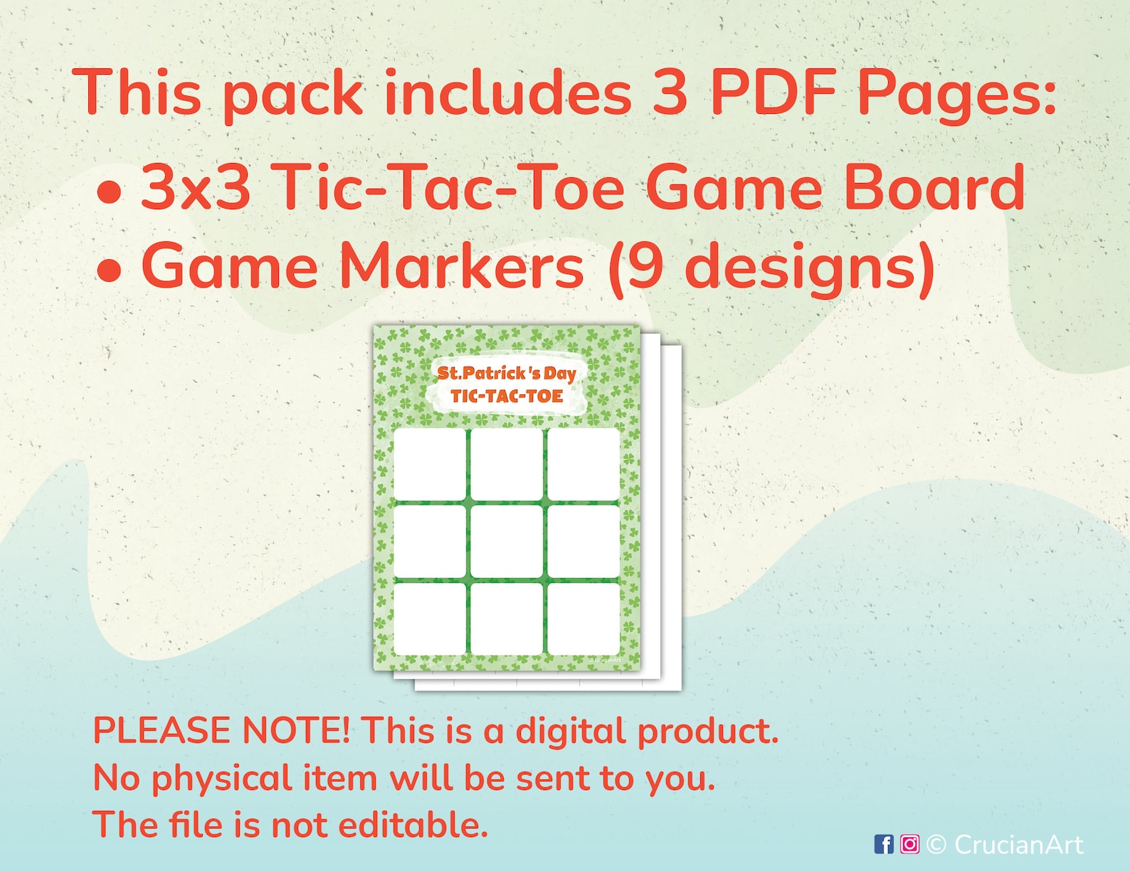 Saint Patrick's Day Tic-tac-toe Game: Preschool Kindergarten Printable ...