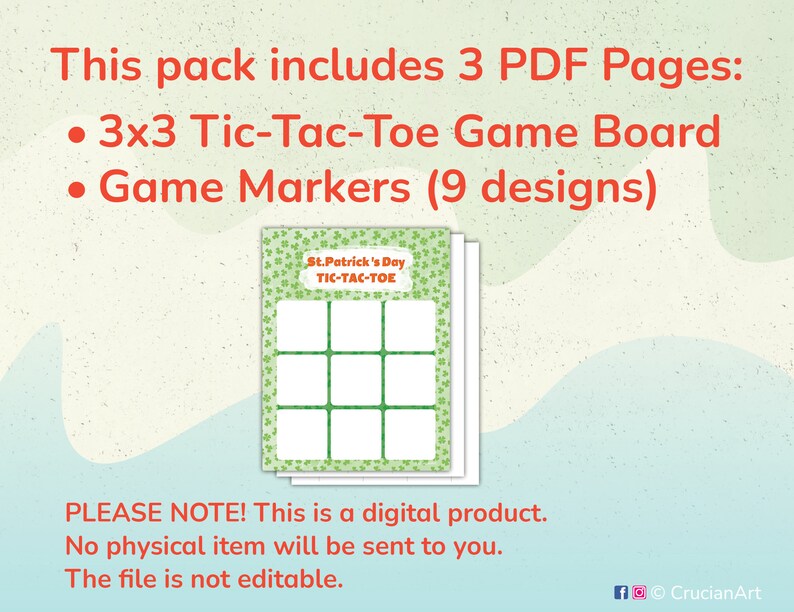 Saint Patrick's Day Tic-tac-toe Game: Preschool Kindergarten Printable ...