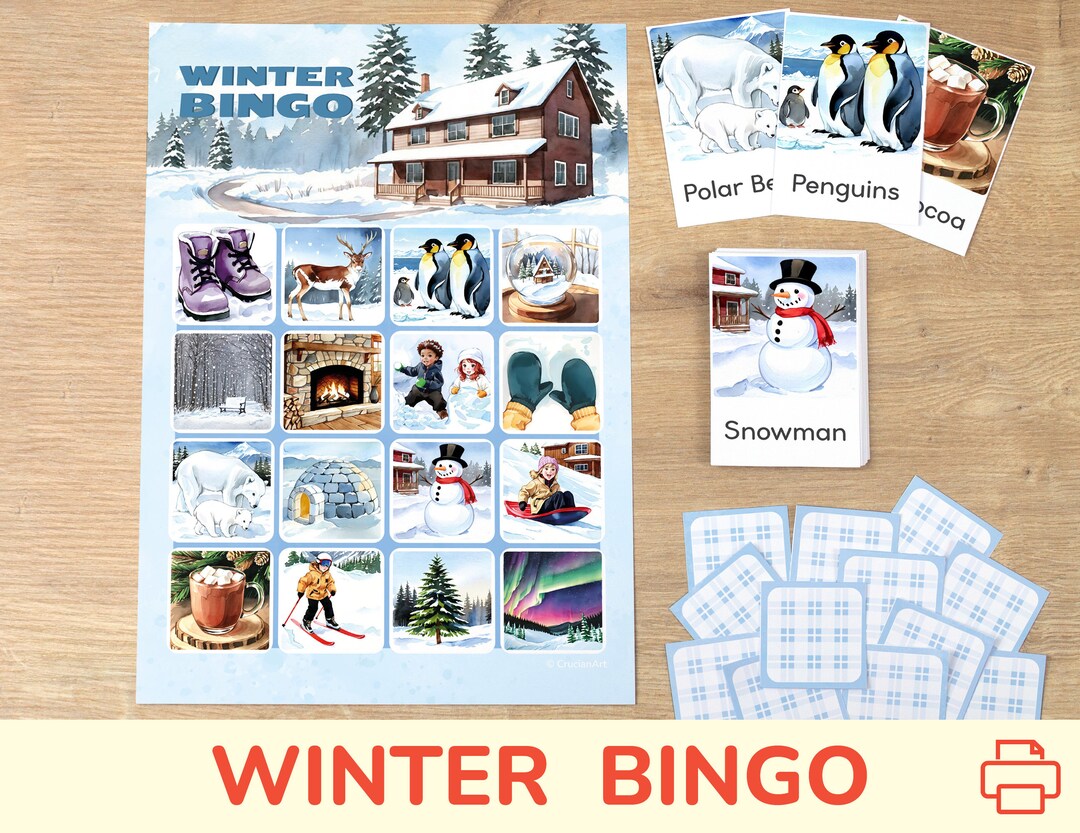 Winter Bingo Game: Printable Preschool, Kindergarten, Toddler Activity ...