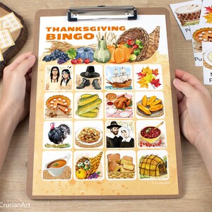 Thanksgiving Day Bingo Game: Printable Preschool, Kindergarten, Toddler ...