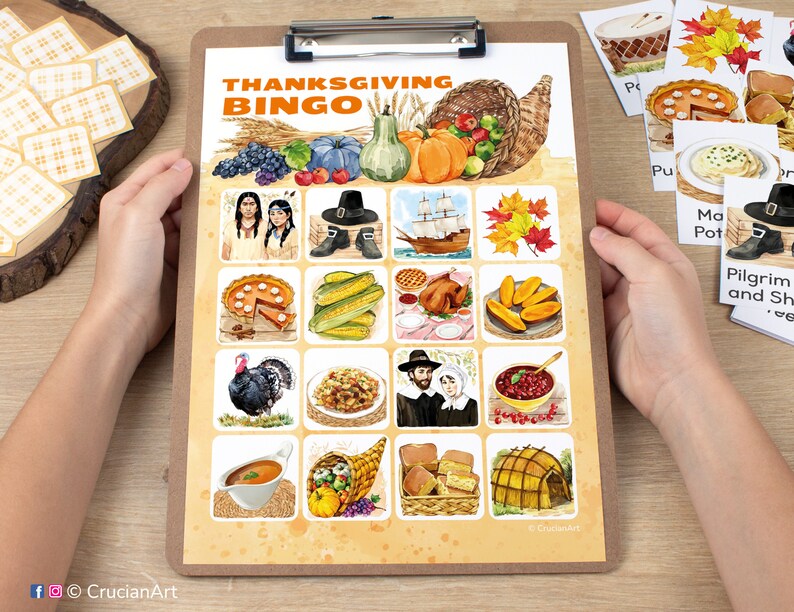 Thanksgiving Day Bingo Game: Printable Preschool, Kindergarten, Toddler ...