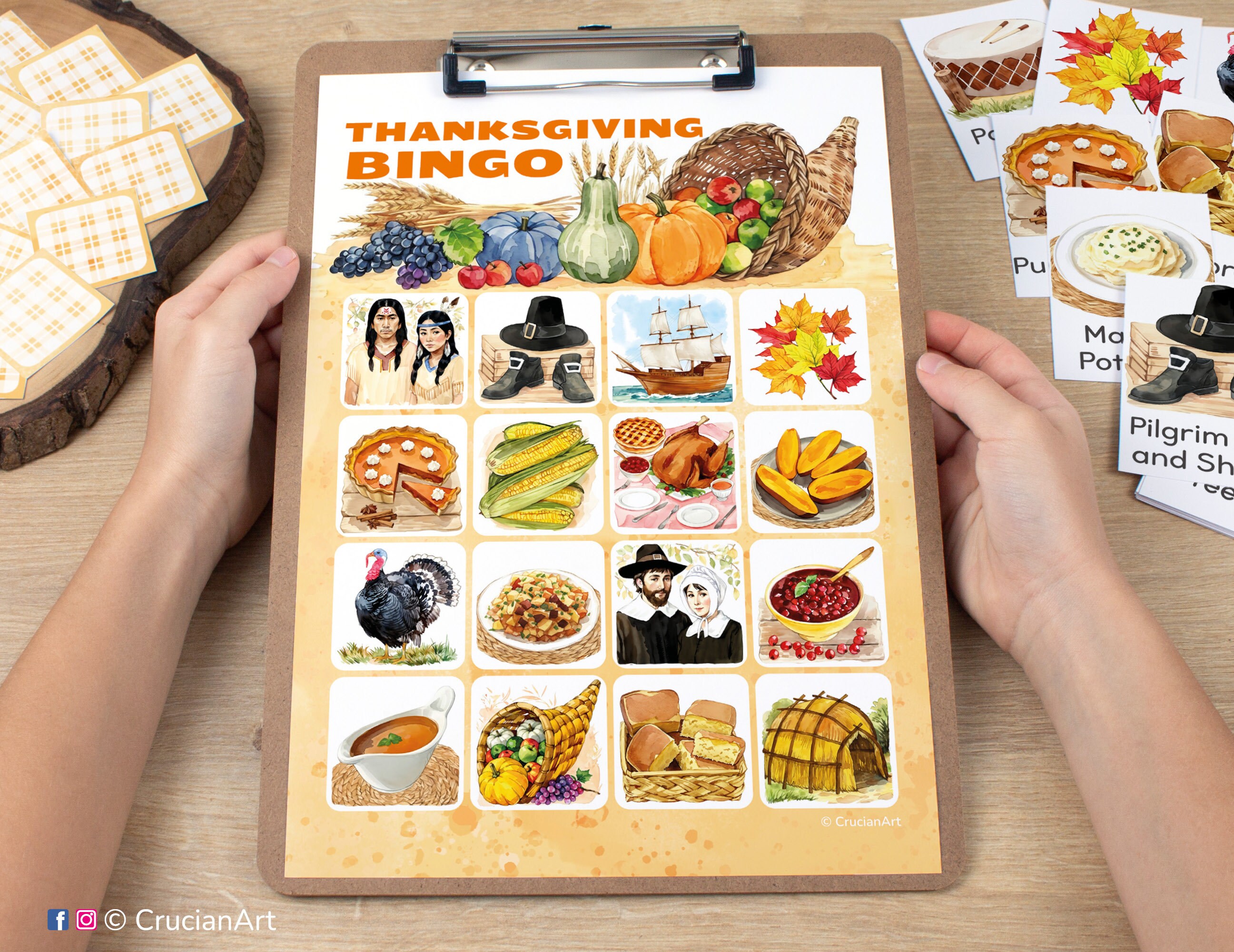 Thanksgiving Day Bingo Game: Printable Preschool, Kindergarten, Toddler ...