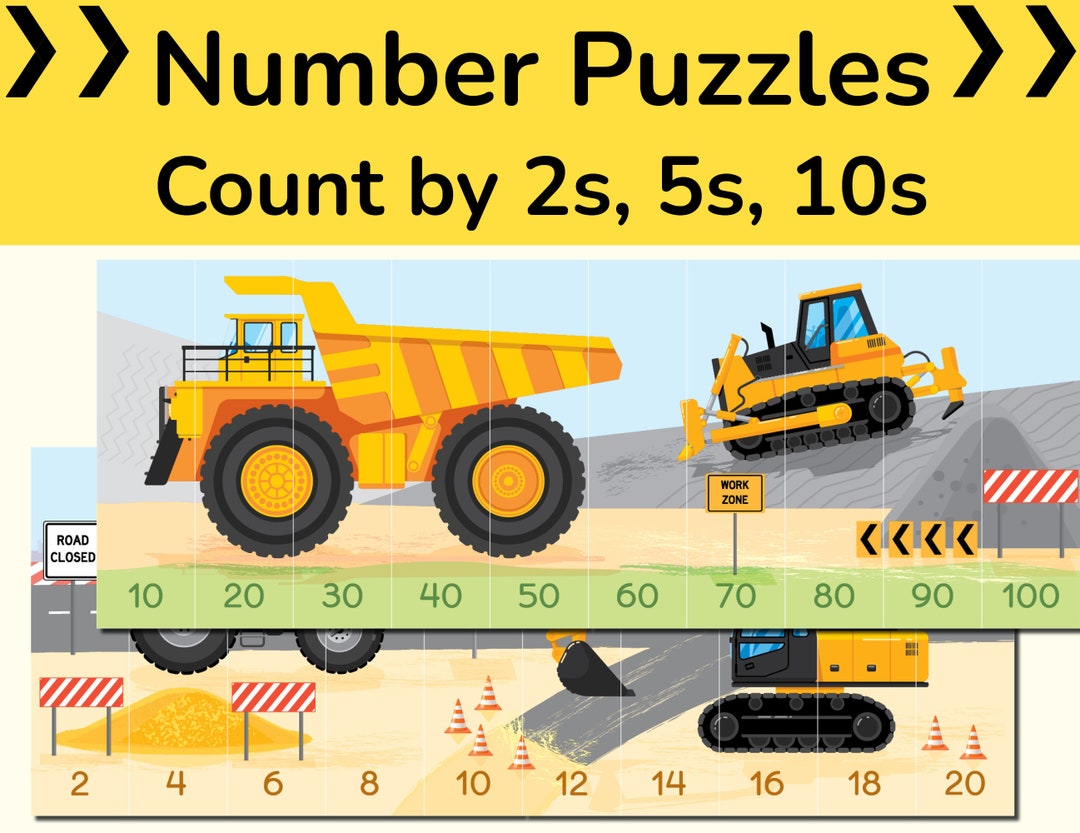 Skip Counting by 2s 5s 10s. Skip Count Puzzle. Printable Construction ...